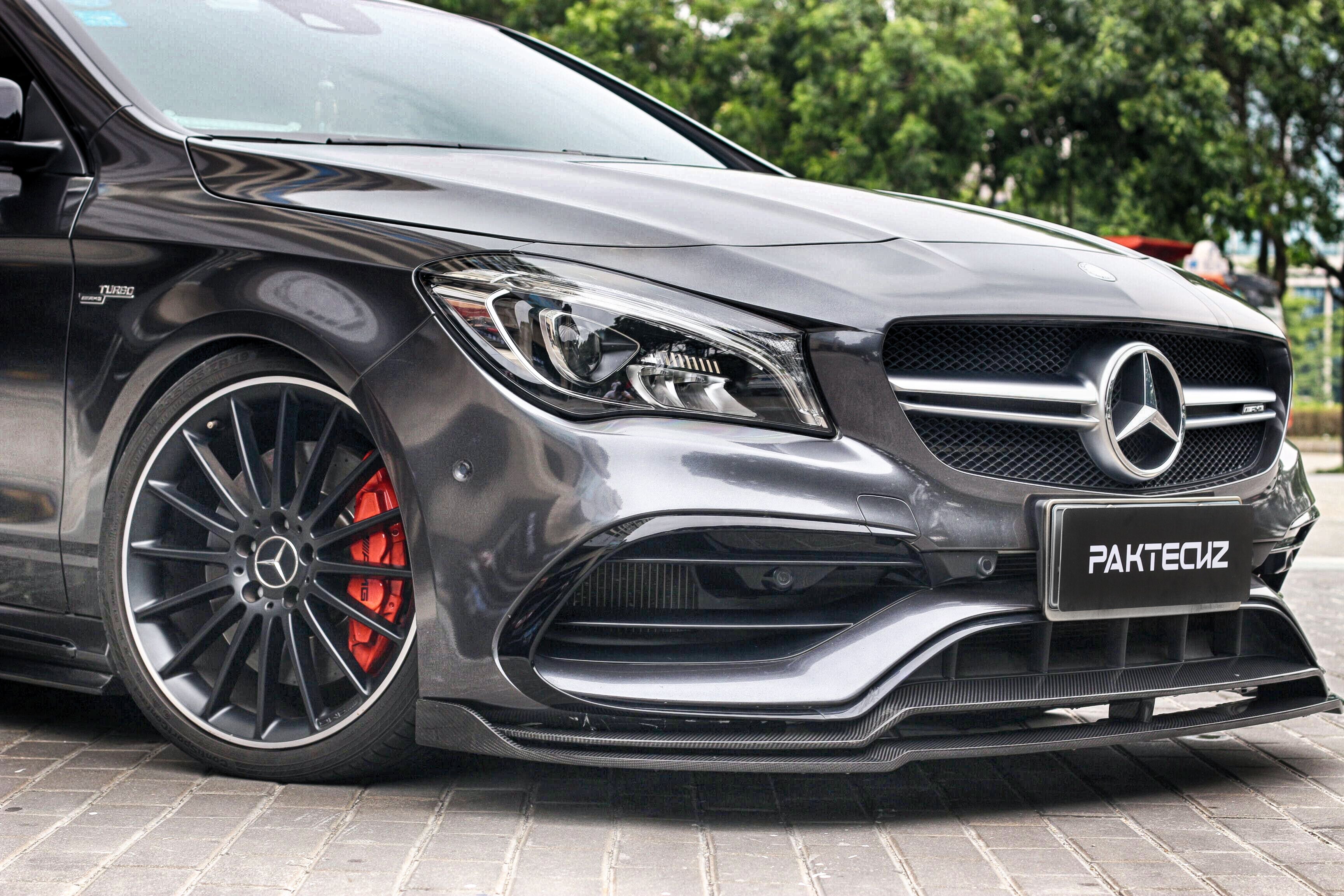 Paktechz C117 2017-2019 CLA-Class CLA-45 AMG Carbon Fiber Front Lip Sp ...
